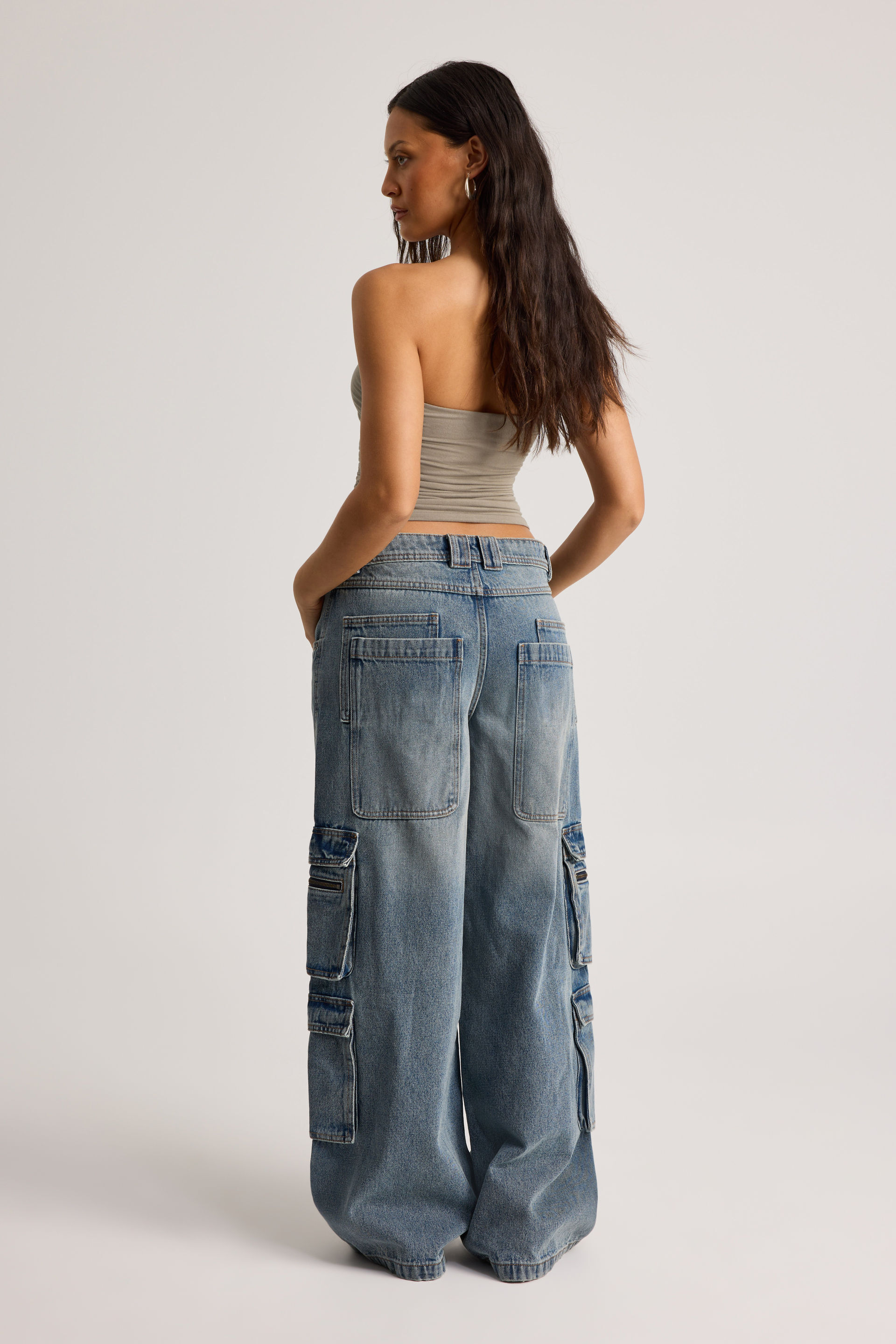 Mega Baggy Cargo Washed Out Blue - Shop Factorie